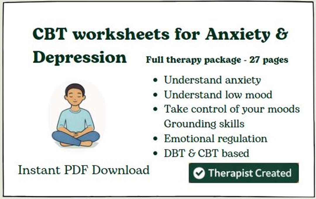 Anxiety and Depression Worksheets. Overwhelm and Coping Skills Therapy ...