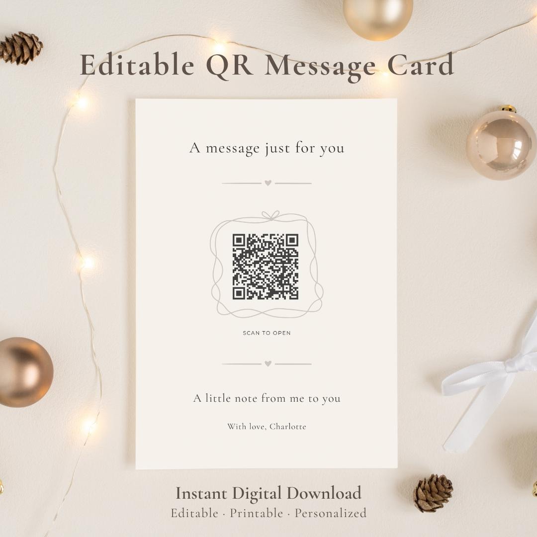 Minimal Editable QR Code Gift Card | Scan to Reveal a Personal Message ...