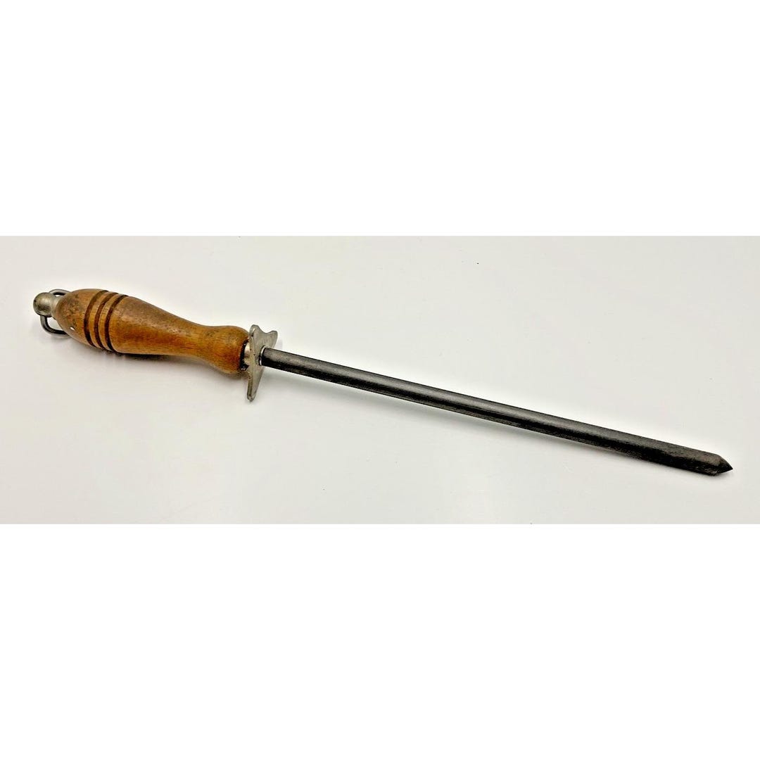 Vintage Knife Sharpening Honing Steel Rod Wood Handle 15 Inch - Etsy