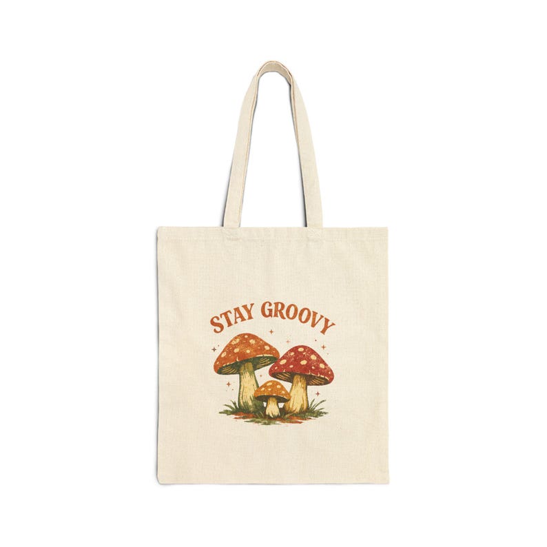 Stay Groovy Tote Bag, Mushroom Festival Tote, Aesthetic Canvas Bag ...