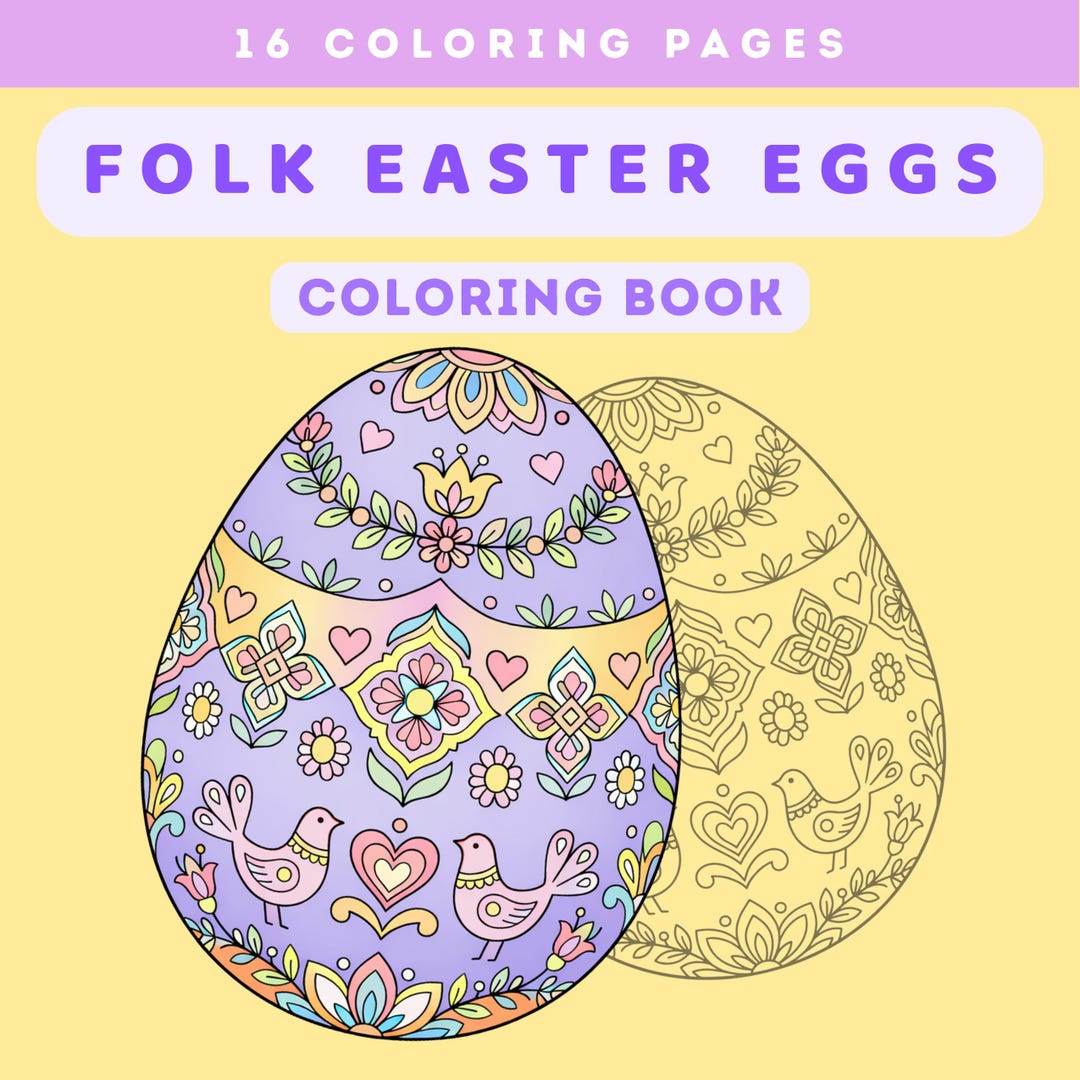 Folk Easter Eggs Coloring Pages Printable (PDF Download) - Etsy