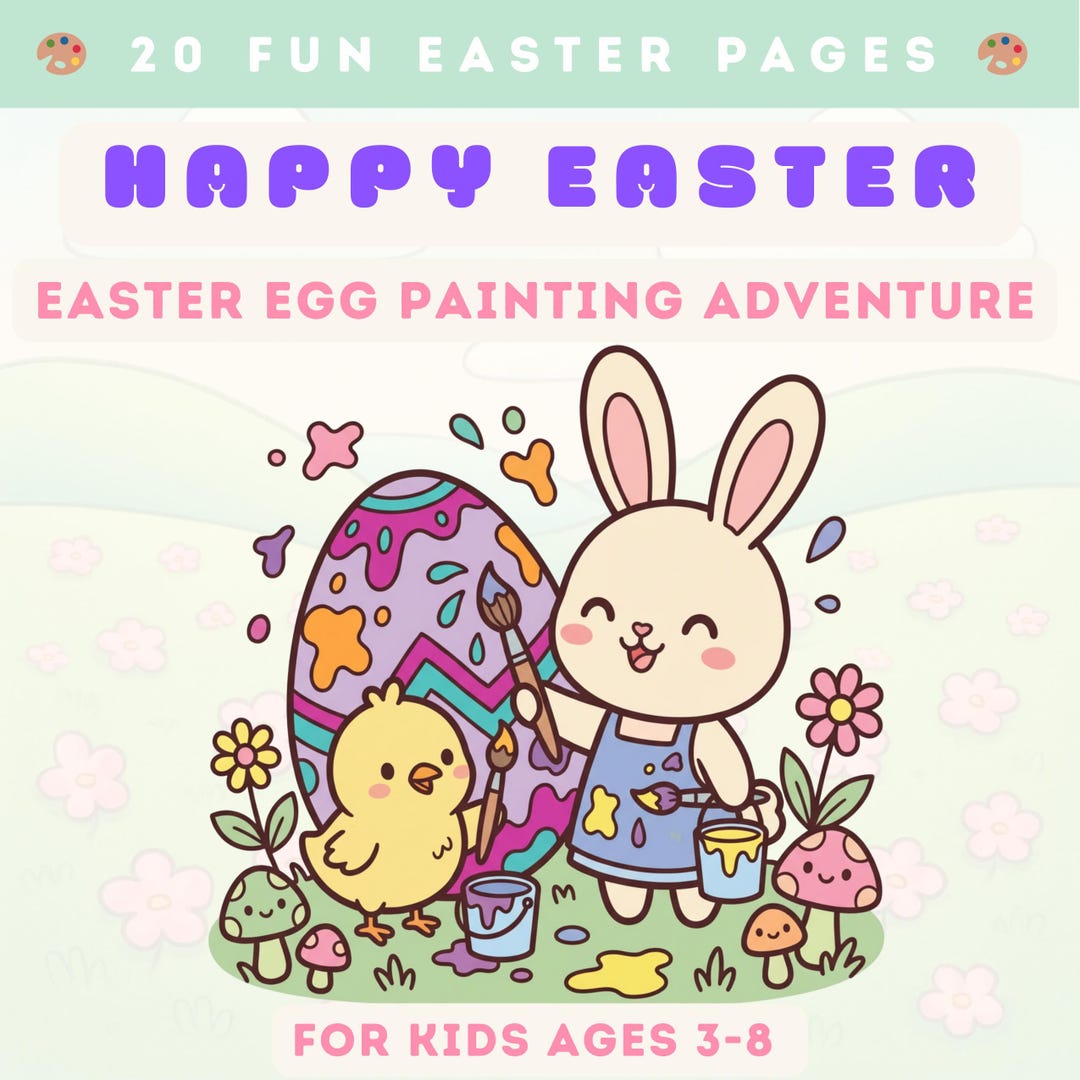 Easter Fun Coloring Book – 20 Fun Bunny & Egg Pages for Kids (printable ...