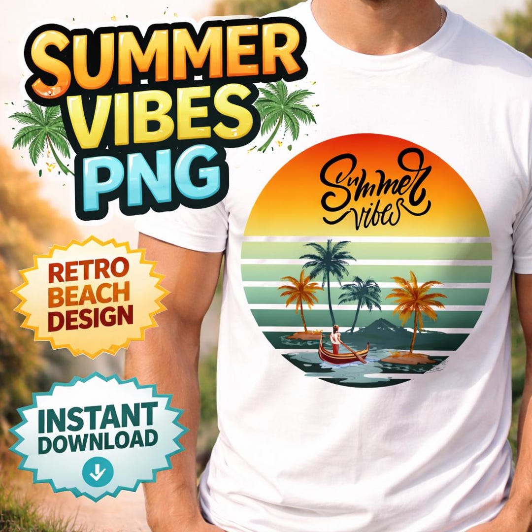 Retro Sunset Beach PNG Sublimation | Tropical Palm Tree Island Shirt ...