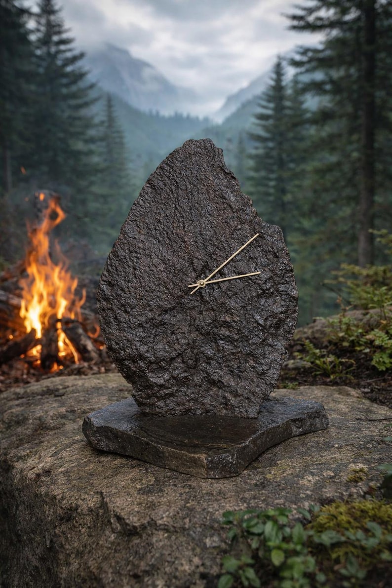 Natural Stone Clock – Unique Handmade Rustic Design - Etsy