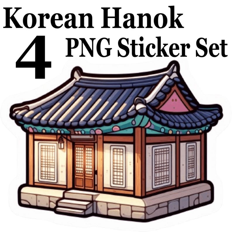 Korean Hanok Clipart PNG Bundle, Traditional Korean House Sticker, K ...