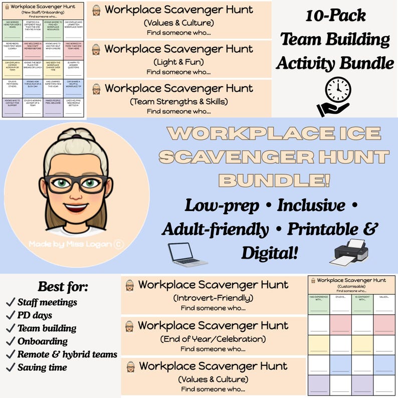 Workplace Icebreaker Scavenger Hunt - 10 Pack Bundle - Etsy