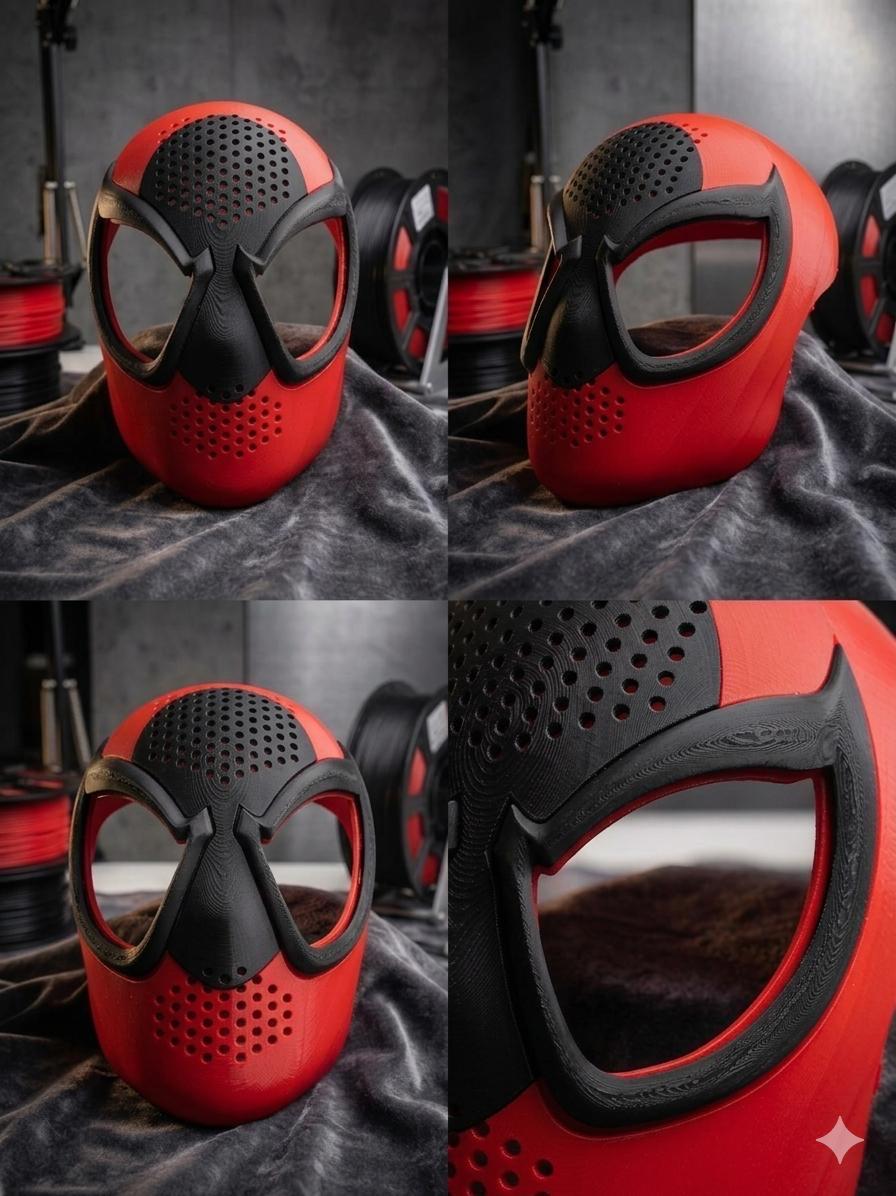 3D Printed Spider-man Face Shell With Breathable Air Holes | Cosplay ...