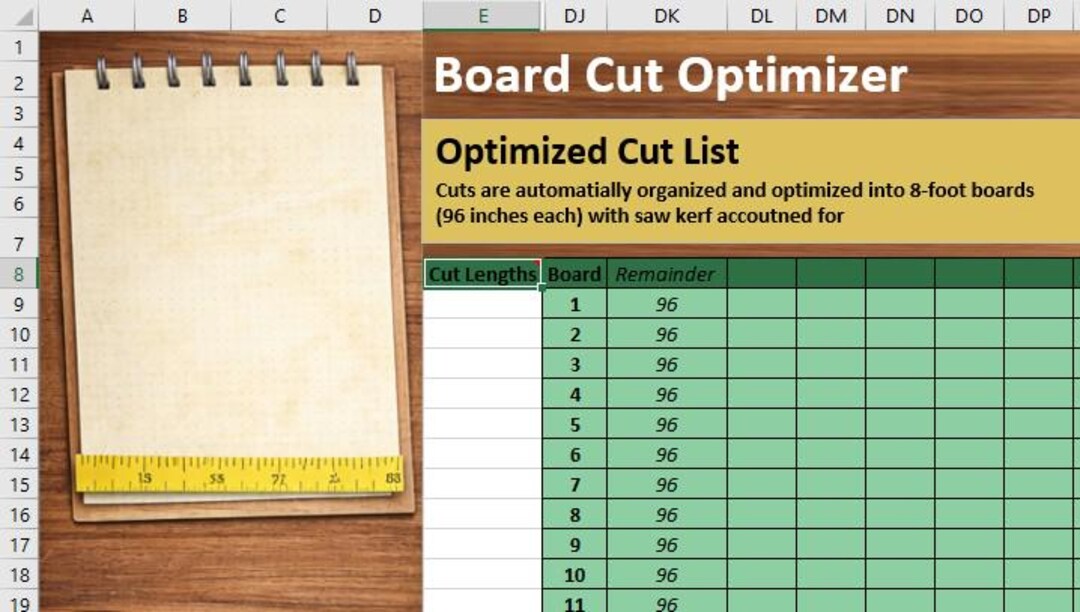 Lumber Cut Optimizer Spreadsheet - Etsy