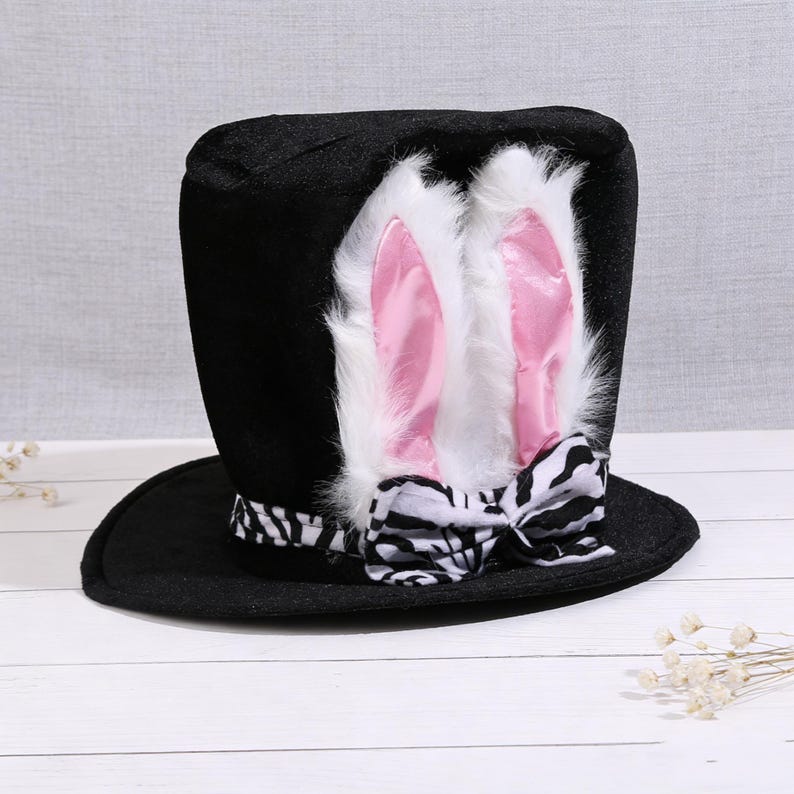 Bunny Ear Top Hat – Easter Costume Accessory, Rabbit Ears Bowler Hat ...