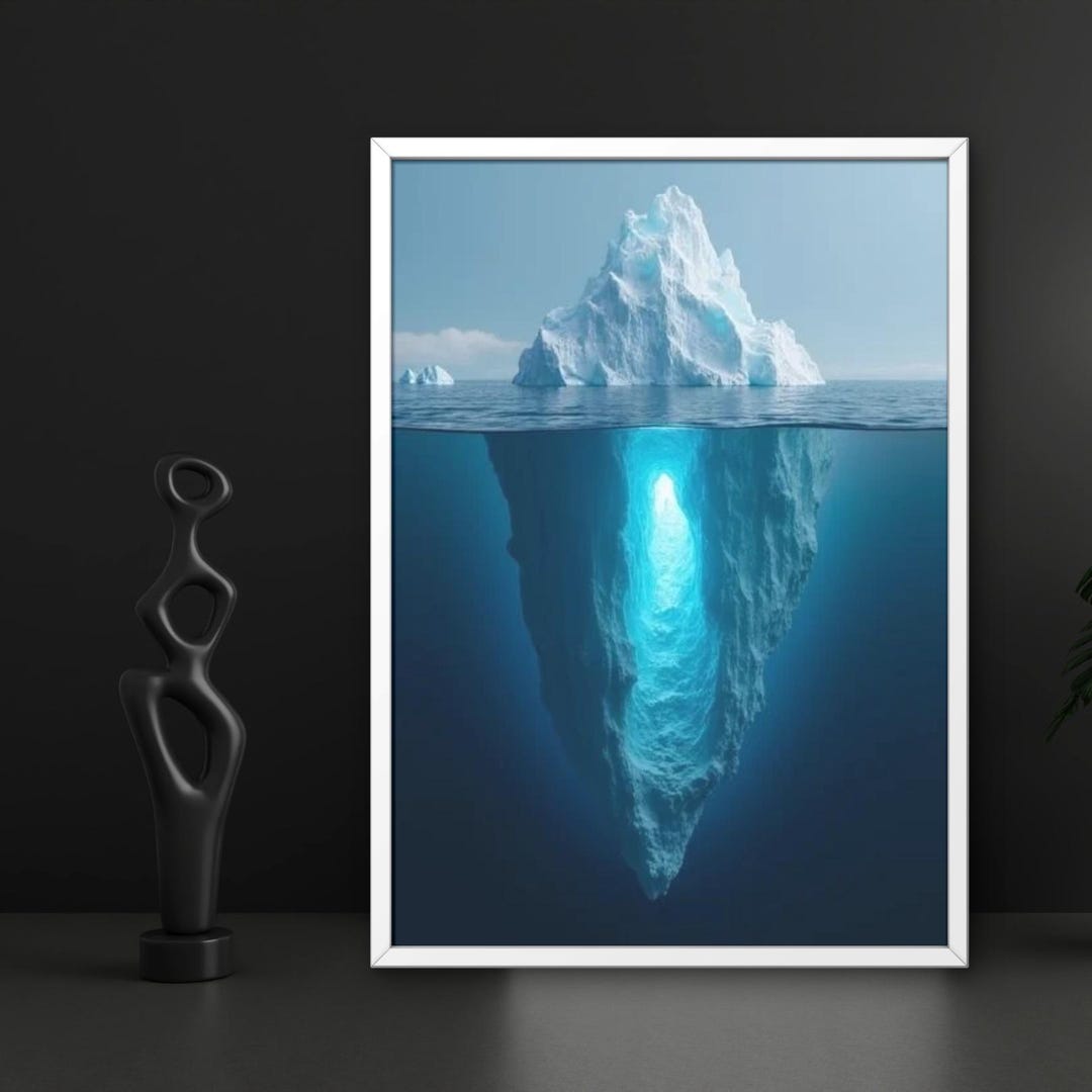 Surreal Iceberg Slice Art Print, Minimalist Light Wall Decor (digital ...