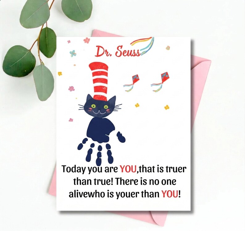 Dr. Seuss Cat in the Hat Handprint Art Printable Template, Read Across ...