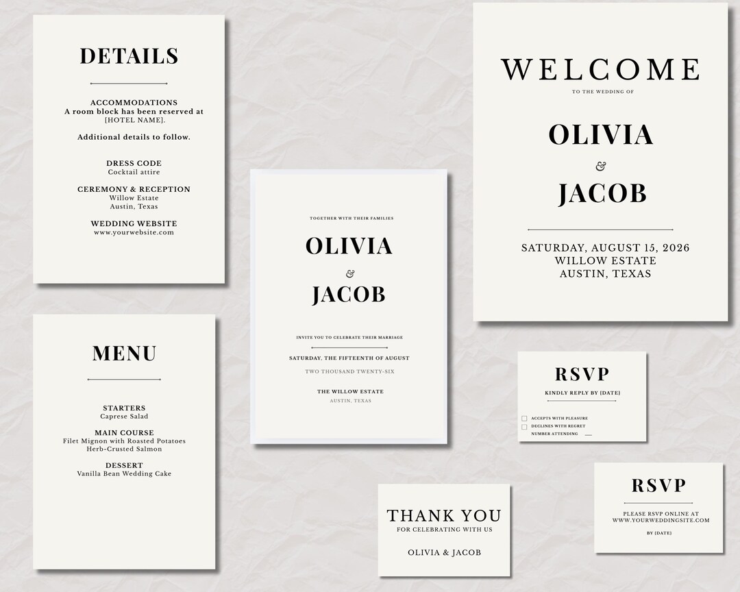 Modern Editorial Wedding Invitation Template | Minimal Elegant Canva ...