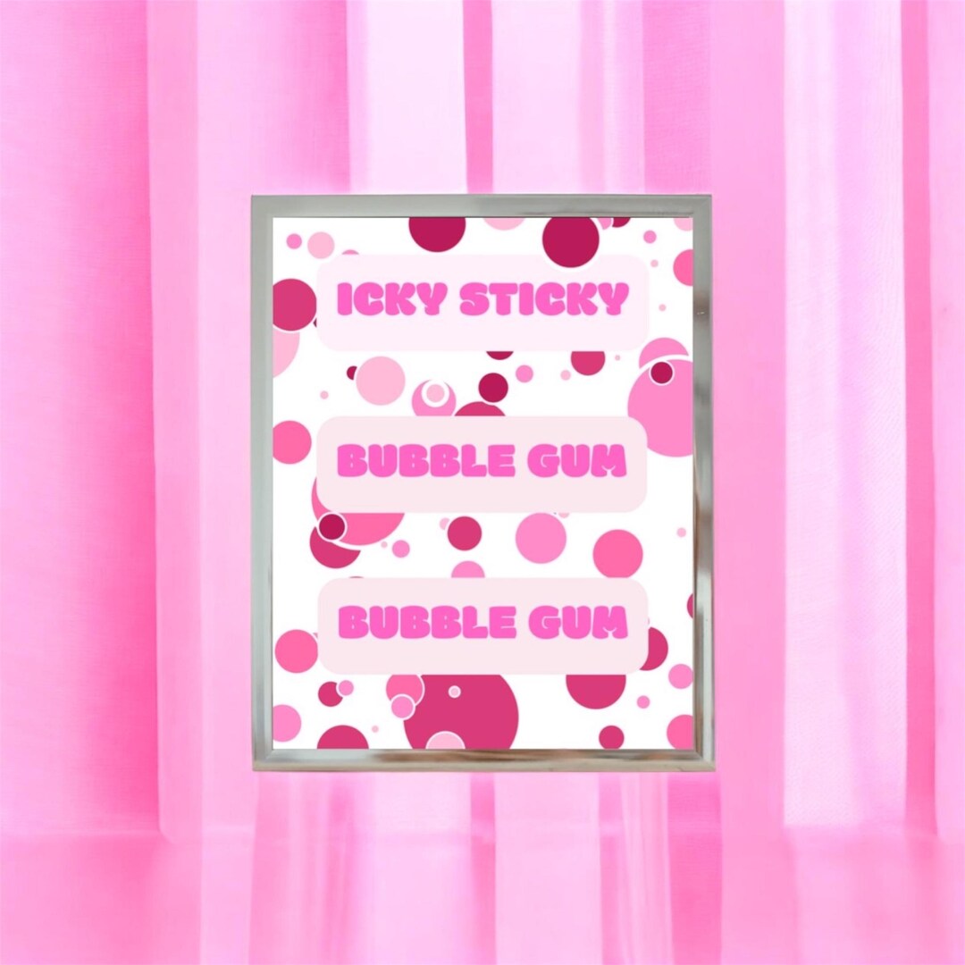 Icky Sticky Bubblegum A4 Wall Print – Playroom & Nursery Decor, Fun ...