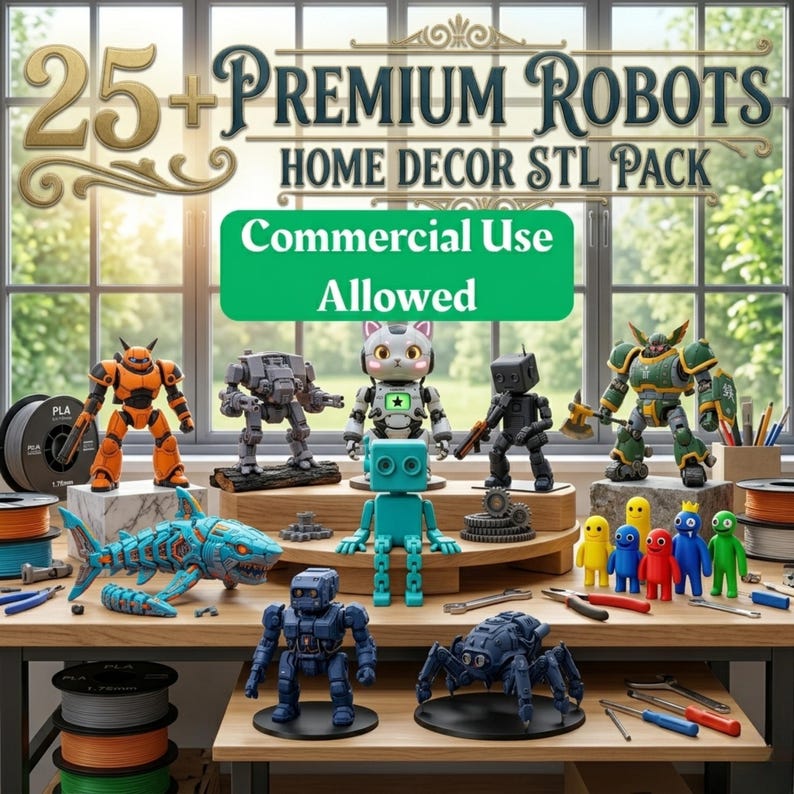 25+ Premium Robot STL Pack | 3D Printable Mecha Figures Desk Decor ...