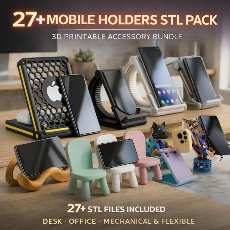 27+ Phone Stand STL Pack | Foldable, Mechanical Desk Holder Bundle ...