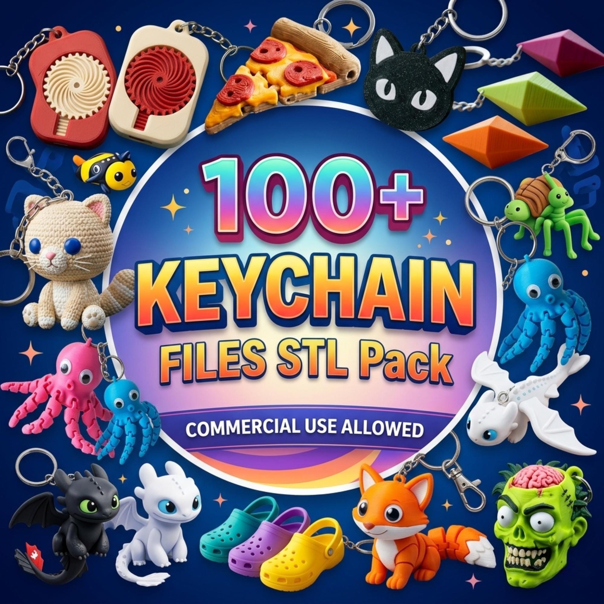100+ Keychain STL Bundle, Keychain STL Files, 3D Print Keychain Pack ...