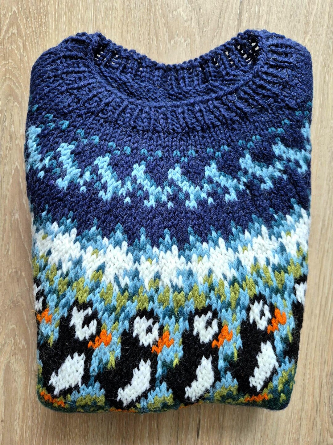 Puffin Sweater Knitting Pattern – Nordic Colorwork Yoke, Seamless Top ...