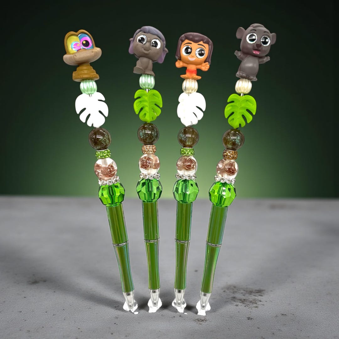 Disney Doorable the Jungle Book Beaded Pens Green Leaf Mowgli Baloo ...