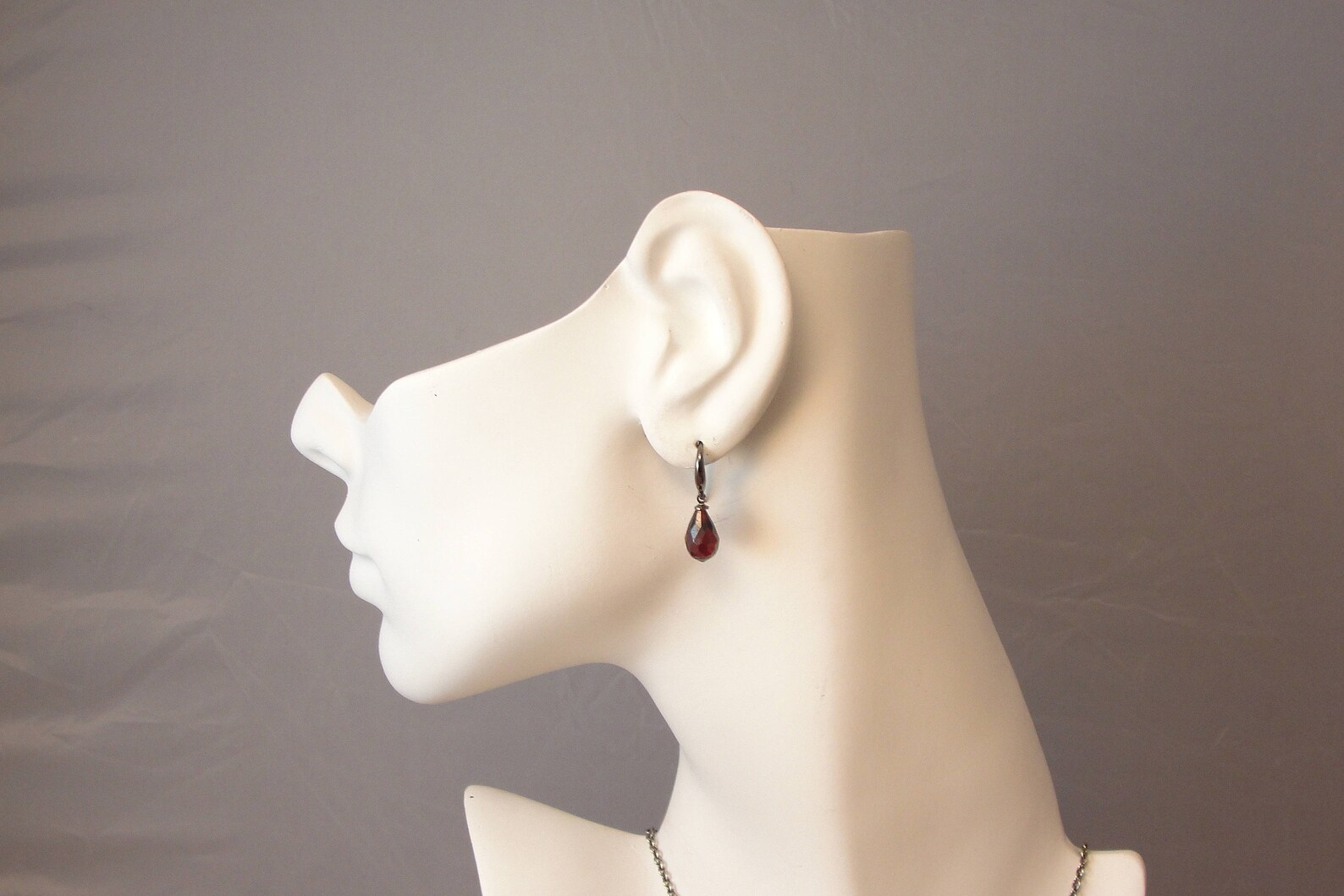 Single Earring Red Stone Drop Earring Red Crystal Twilight | Etsy