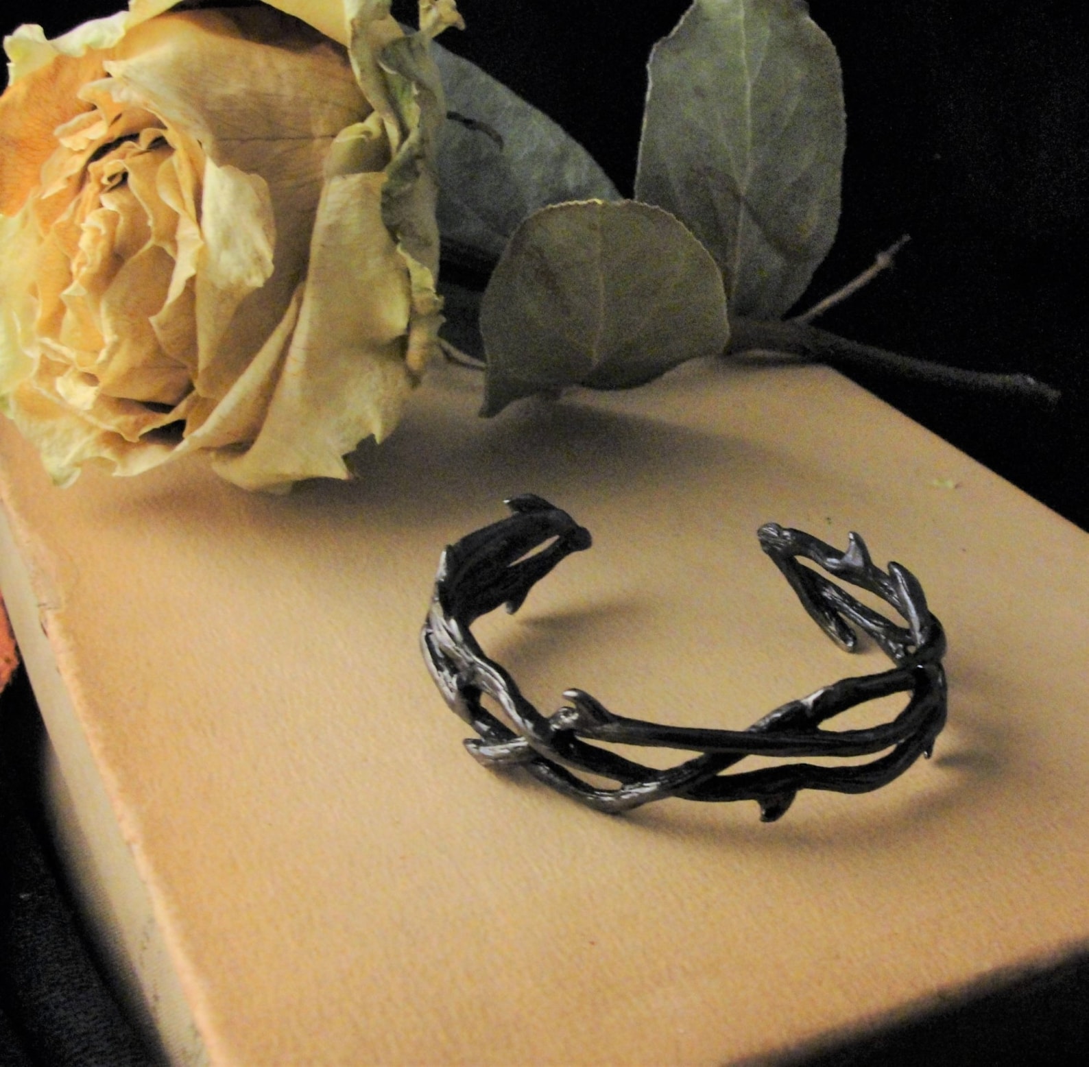 Thorn Bracelet, Gothic Jewelry, Black Cuff Bracelet, Gothic Bracelet ...