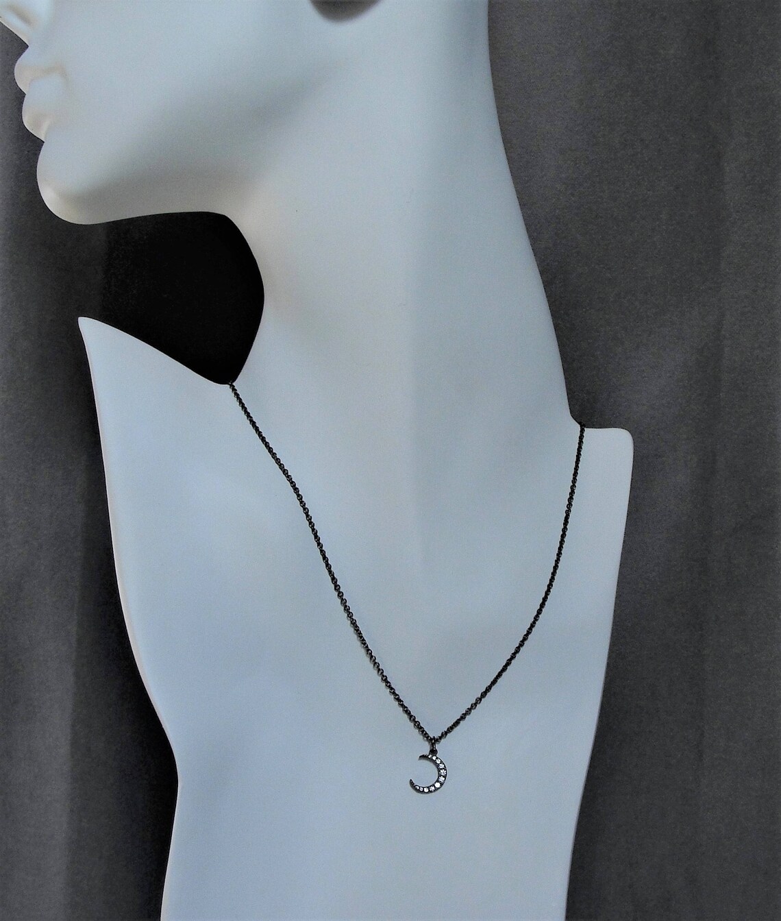 Crystal Moon Pendant Gothic Jewelry Moon Necklace Moon | Etsy