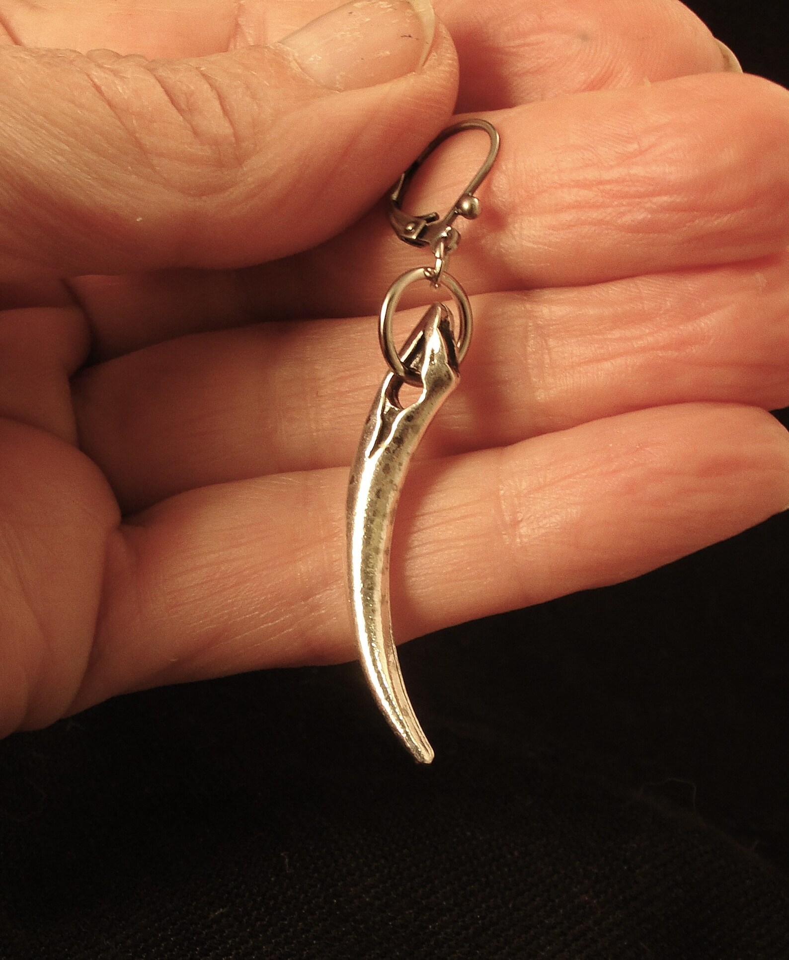 Gothic Jewelry, Single Fang Earring, Fang Drop Earring, Fang Earring ...