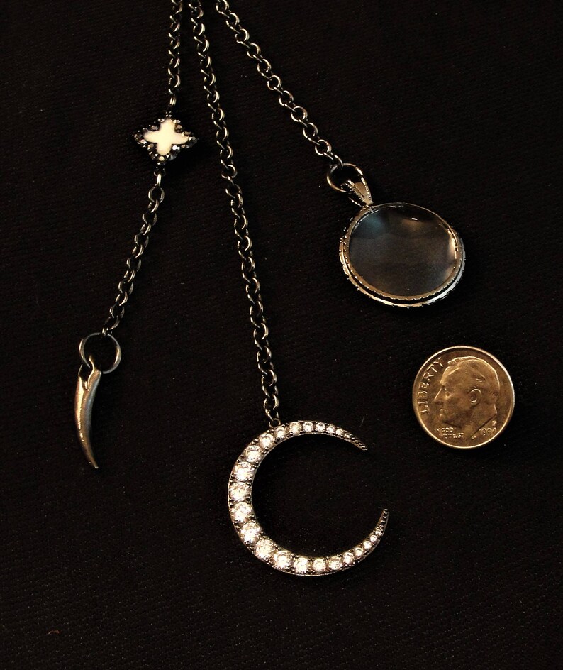 Steampunk Necklace,magnifying Glass, Gothic Jewelry, Crescent Moon ...