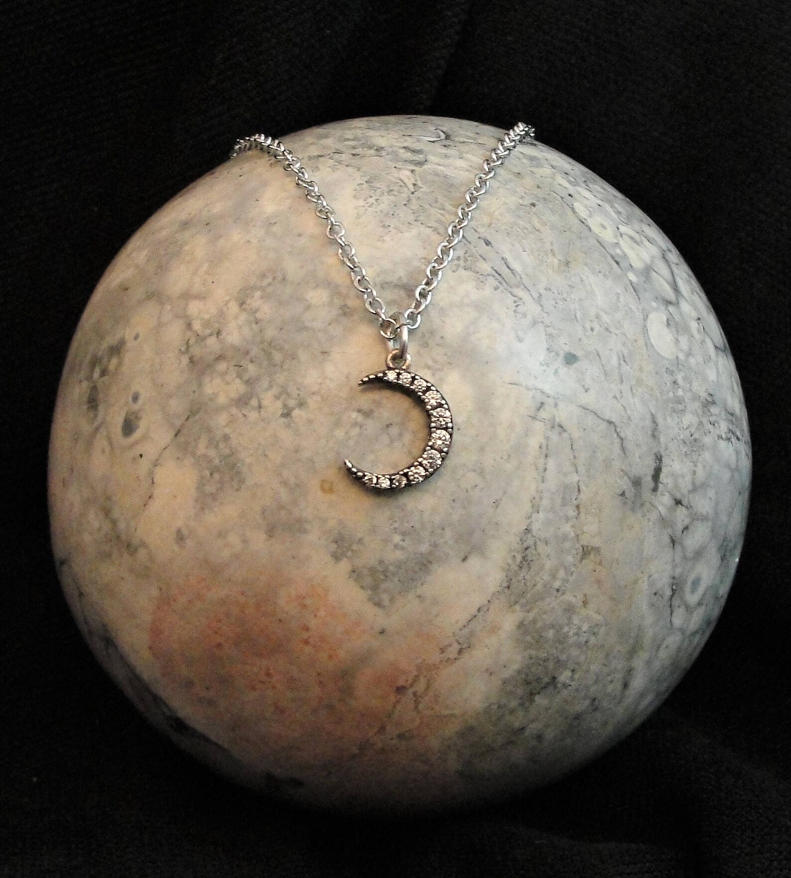 Crystal Moon Pendant Gothic Jewelry Moon Necklace Moon | Etsy