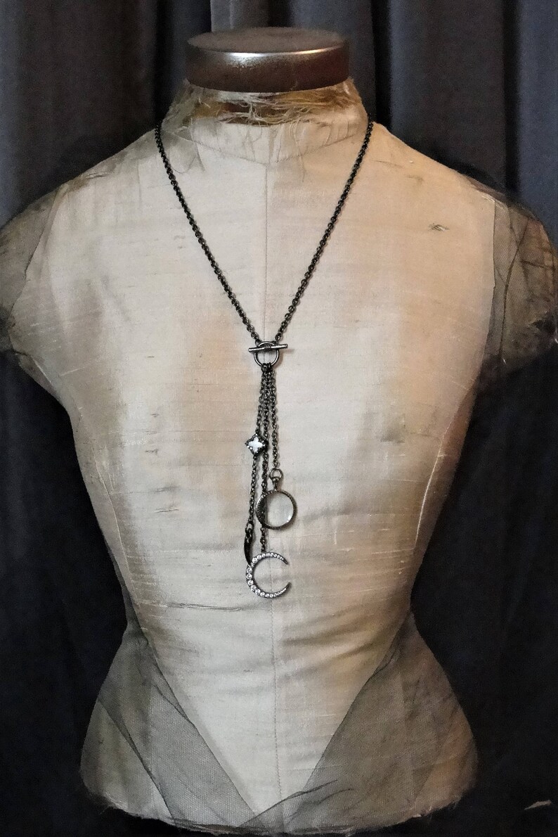 Steampunk Necklace,magnifying Glass, Gothic Jewelry, Crescent Moon ...