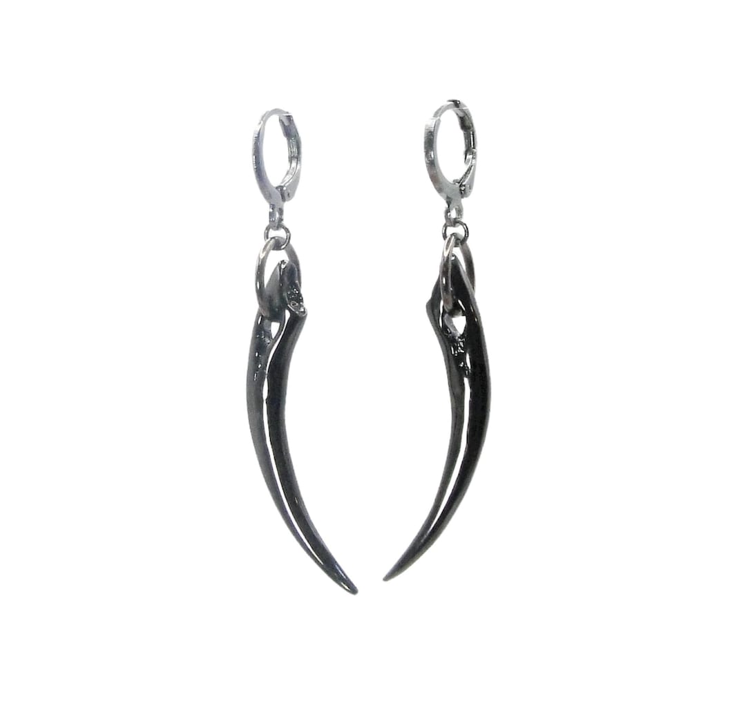 Gothic Jewelry, Fang Earrings, Fang Drop Earrings, Hoop Earrings, Fangs ...