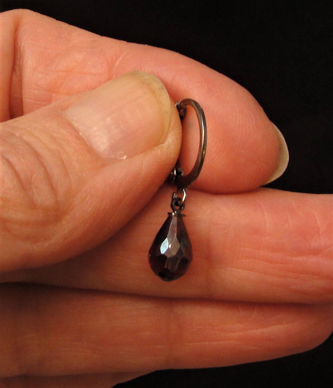 Drop Earrings, Red Stone, Red Crystal, Gothic Earrings, Red Stone Drop ...
