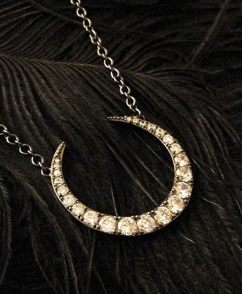 Moon Necklace Black Gothic Jewelry Crescent Moon Jewelry | Etsy