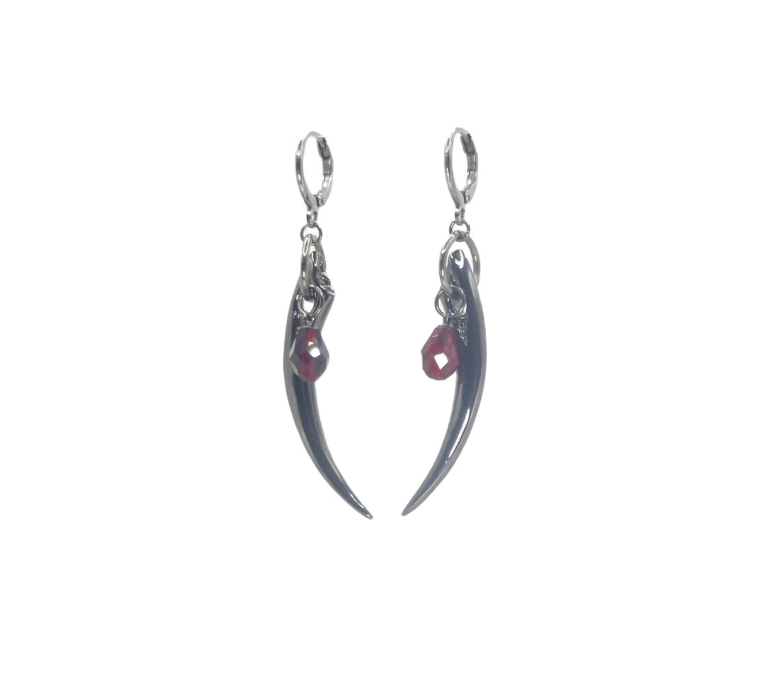 Gothic Jewelry, Fang Earrings, Hoop Earrings, Fangs, Blood Drops, Goth ...