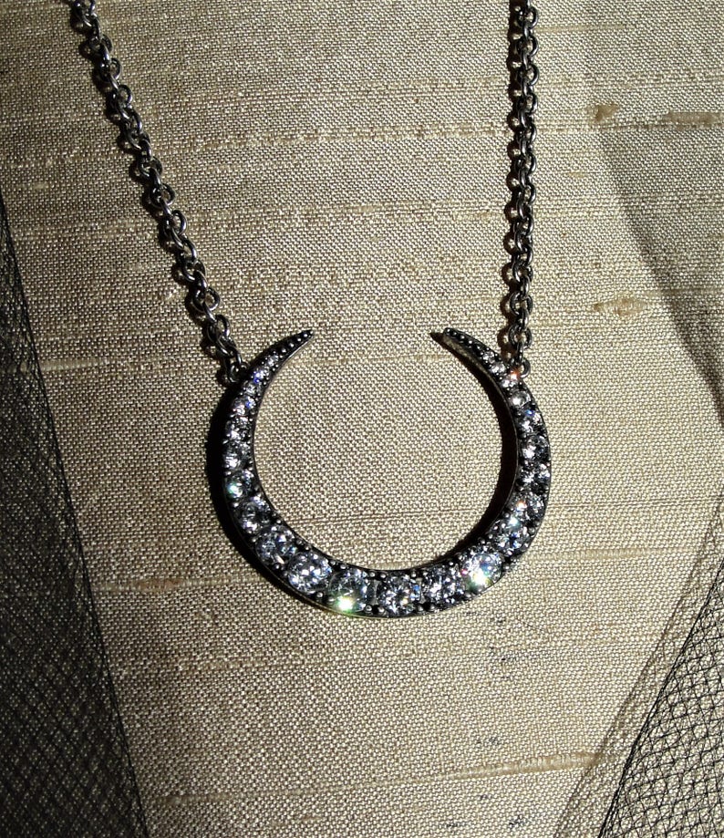 Moon Necklace Black Gothic Jewelry Crescent Moon Jewelry | Etsy