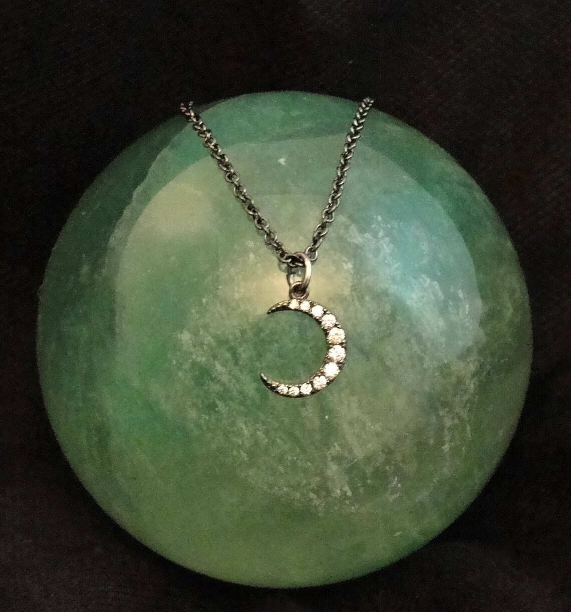 Moon Jewelry, Black Moon Pendant, Gothic, Crystal Moon, Moon, Gothic ...