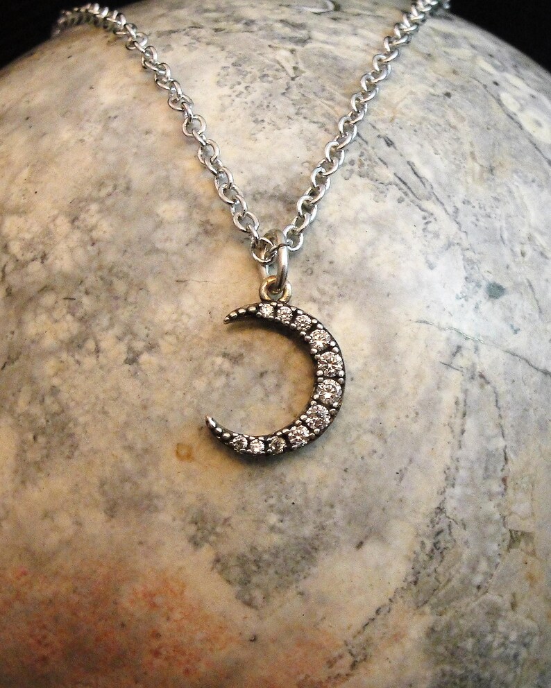 Crystal Moon Pendant Gothic Jewelry Moon Necklace Moon | Etsy