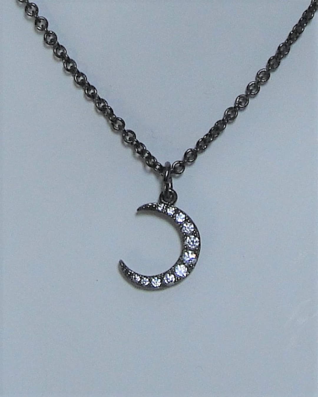 Moon Jewelry, Black Moon Pendant, Gothic, Crystal Moon, Moon, Gothic ...