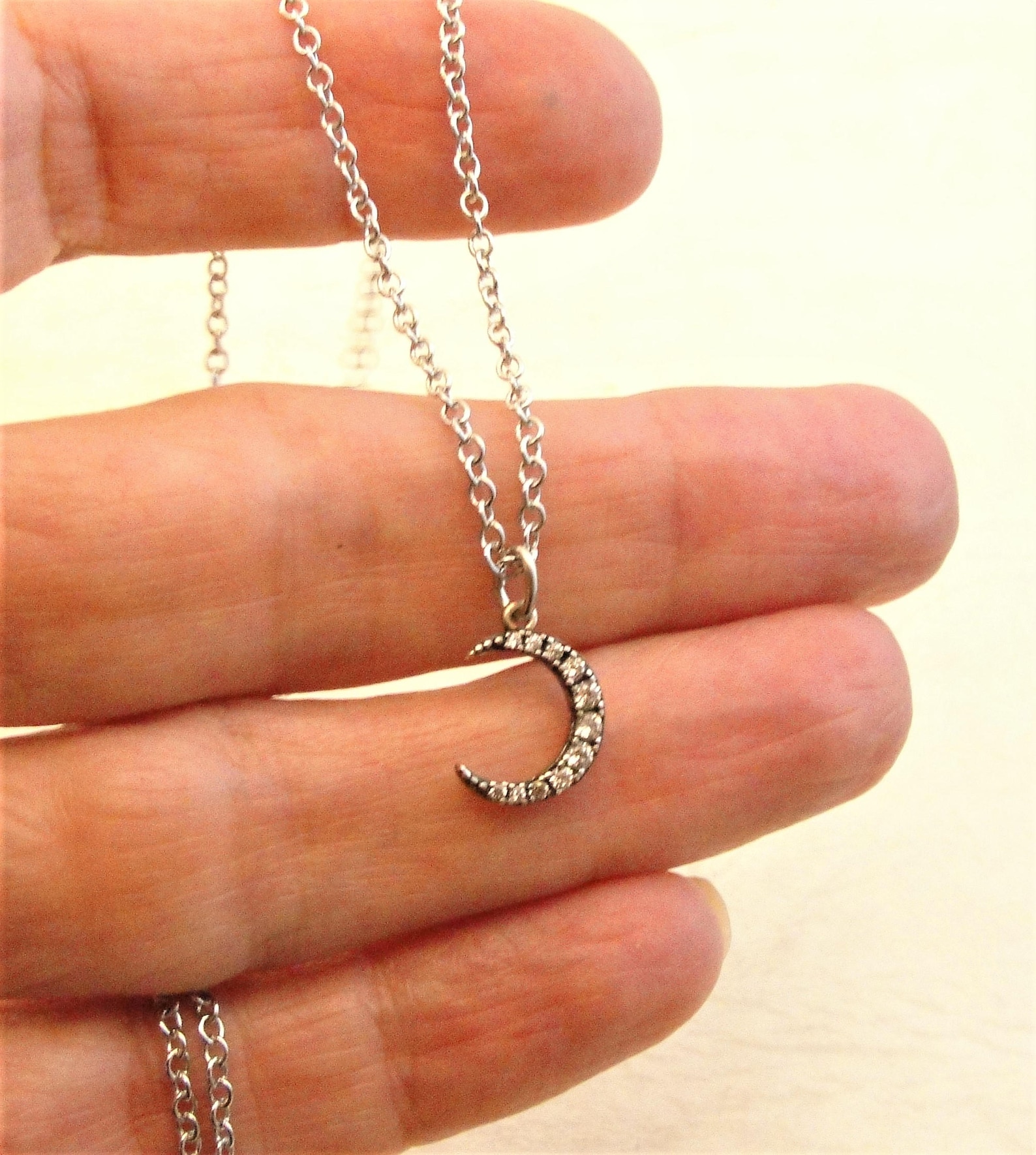 Crystal Moon Pendant Gothic Jewelry Moon Necklace Moon | Etsy