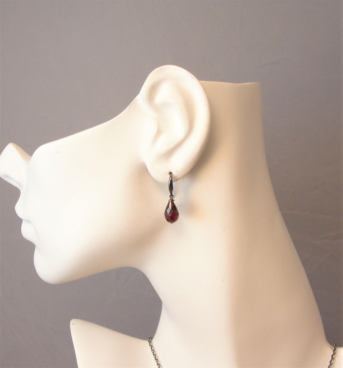 Single Earring Red Stone Drop Earring Red Crystal Twilight | Etsy