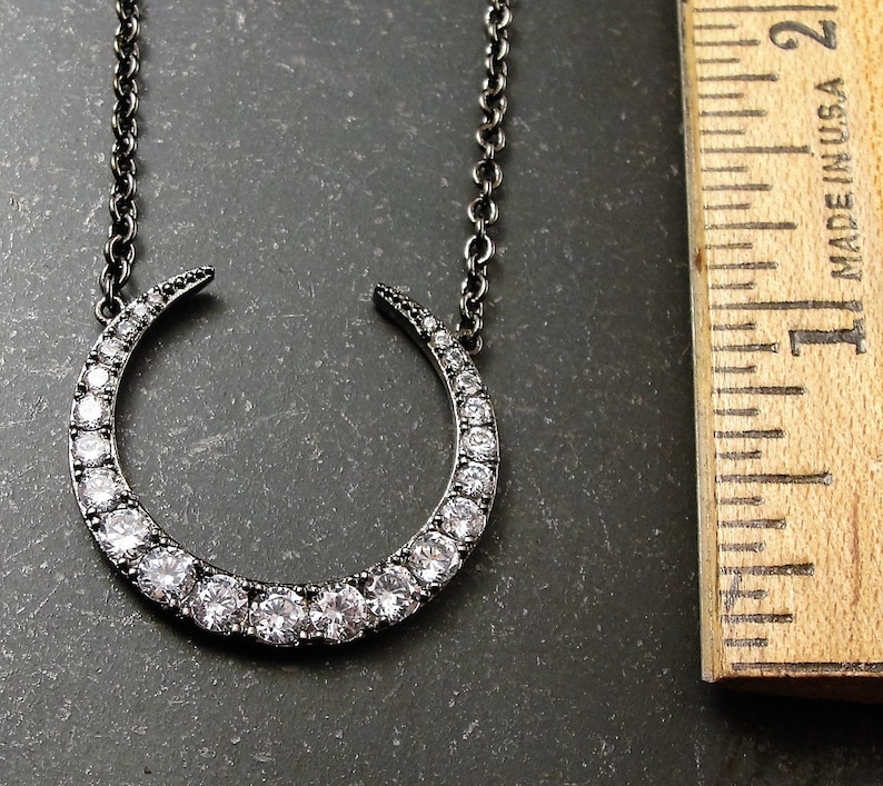 Moon Necklace Black Gothic Jewelry Crescent Moon Jewelry | Etsy