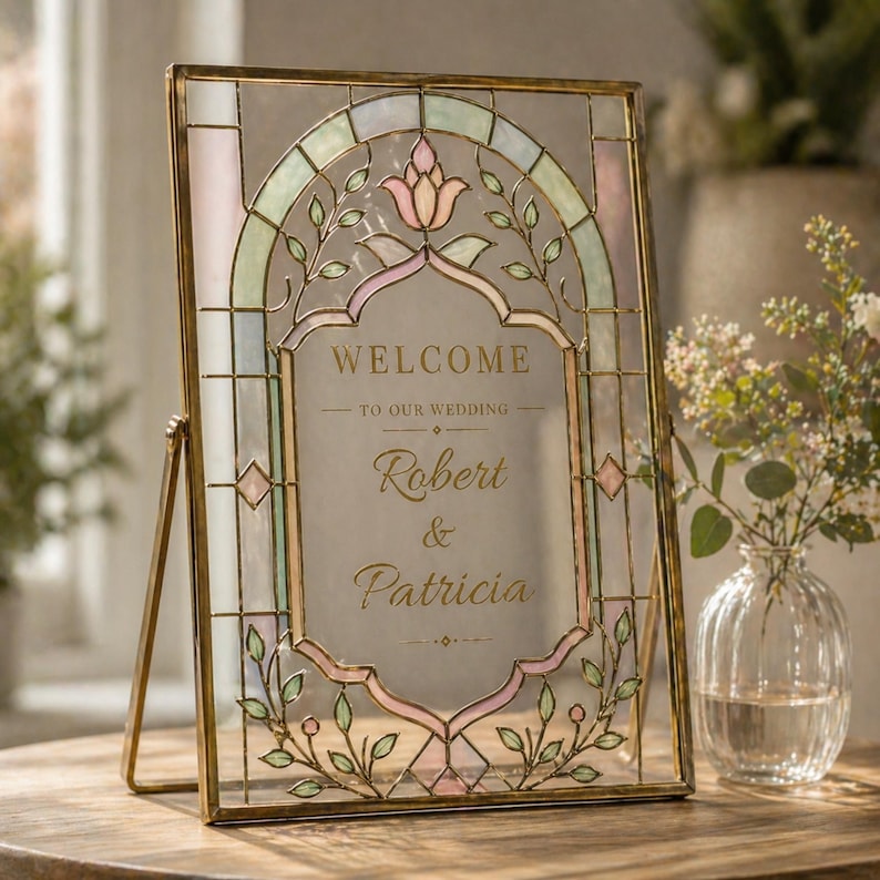 Pastel Cathedral Stained Glass Wedding Welcome Sign Digital Template ...