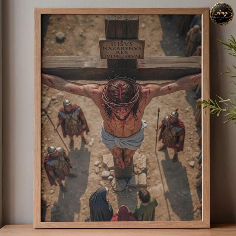 Good Friday Crucifixion Art | Jesus, Mary, John, Soldiers (digital ...