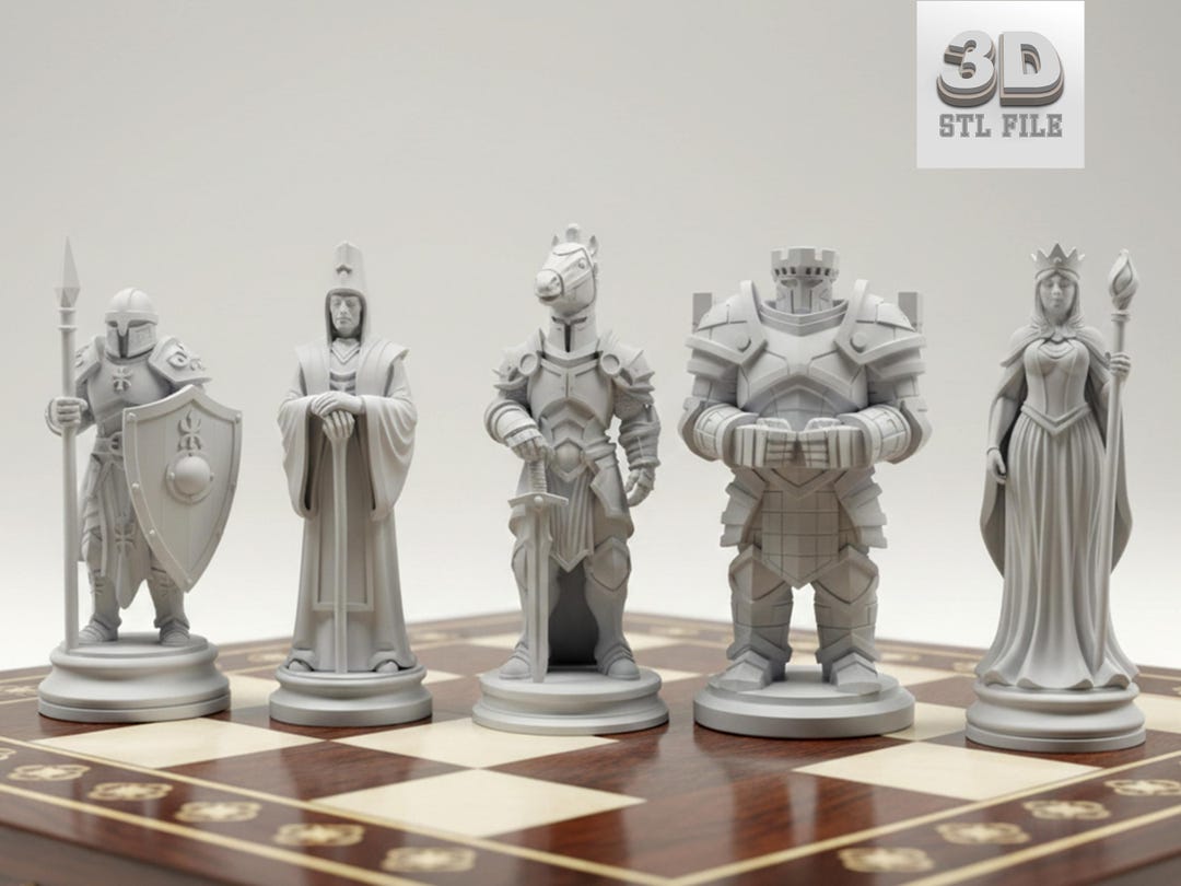 3D Printable Medieval Chess Set STL Files | Fantasy Tabletop Game ...