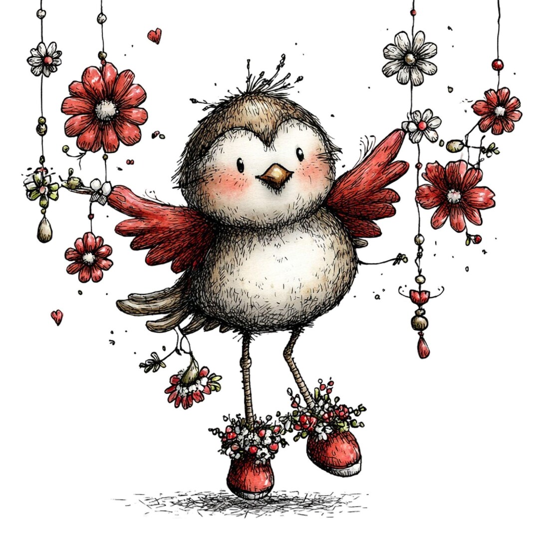 Cute Spring Bird Clipart Bundle, Whimsical Spring Graphics,floral Birds ...