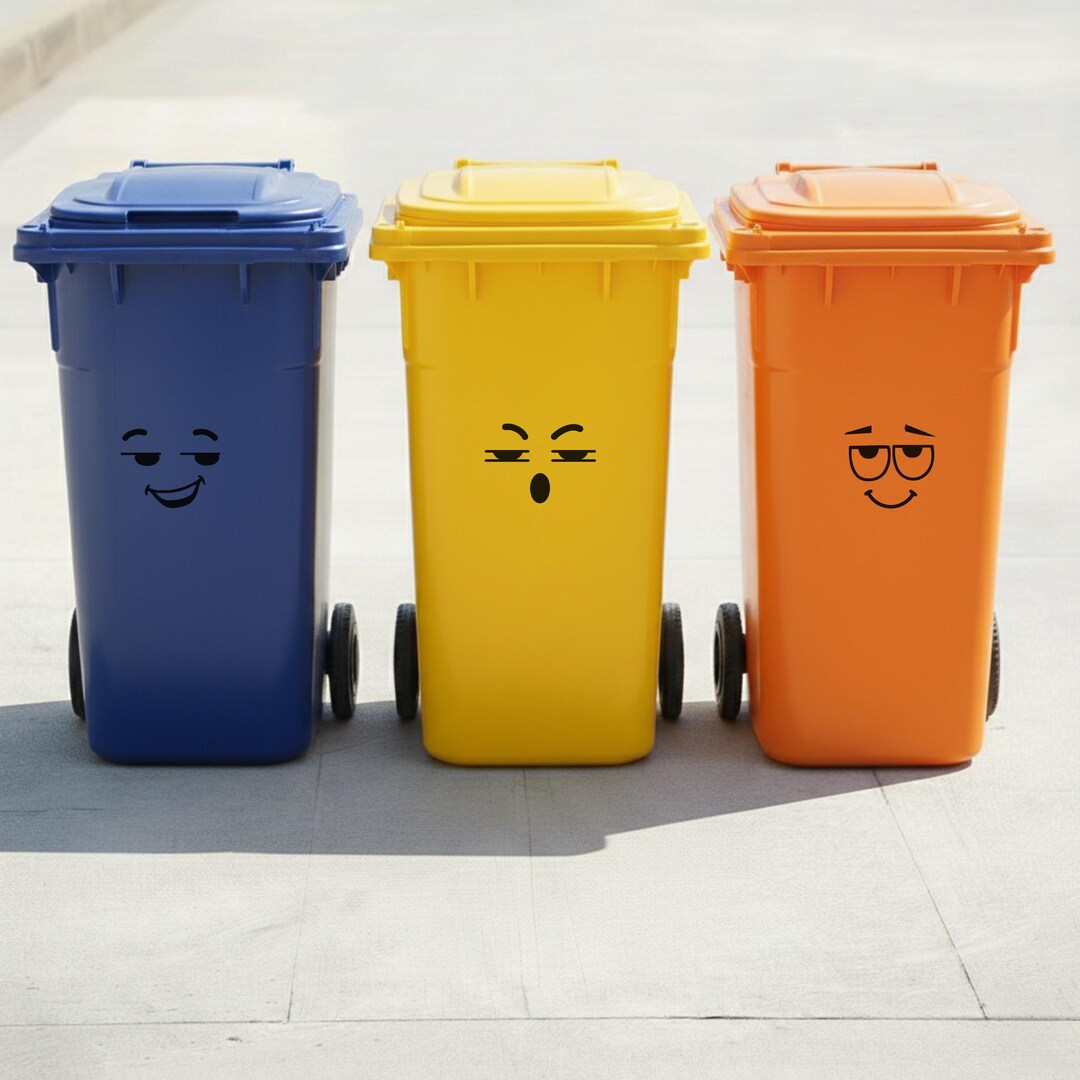 Funny Wheelie Bin Face Stickers – Vinyl Expression Decals for Bins - Etsy