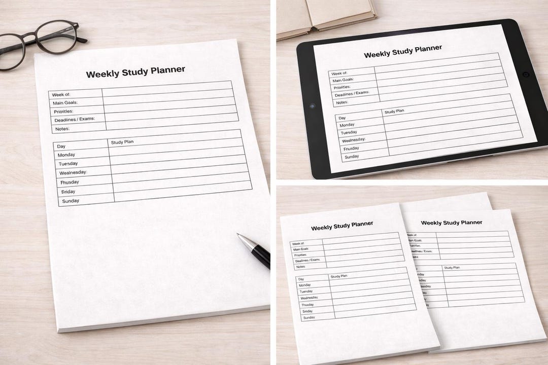 Weekly Study Planner Printable PDF | Student Weekly Organizer, Study ...