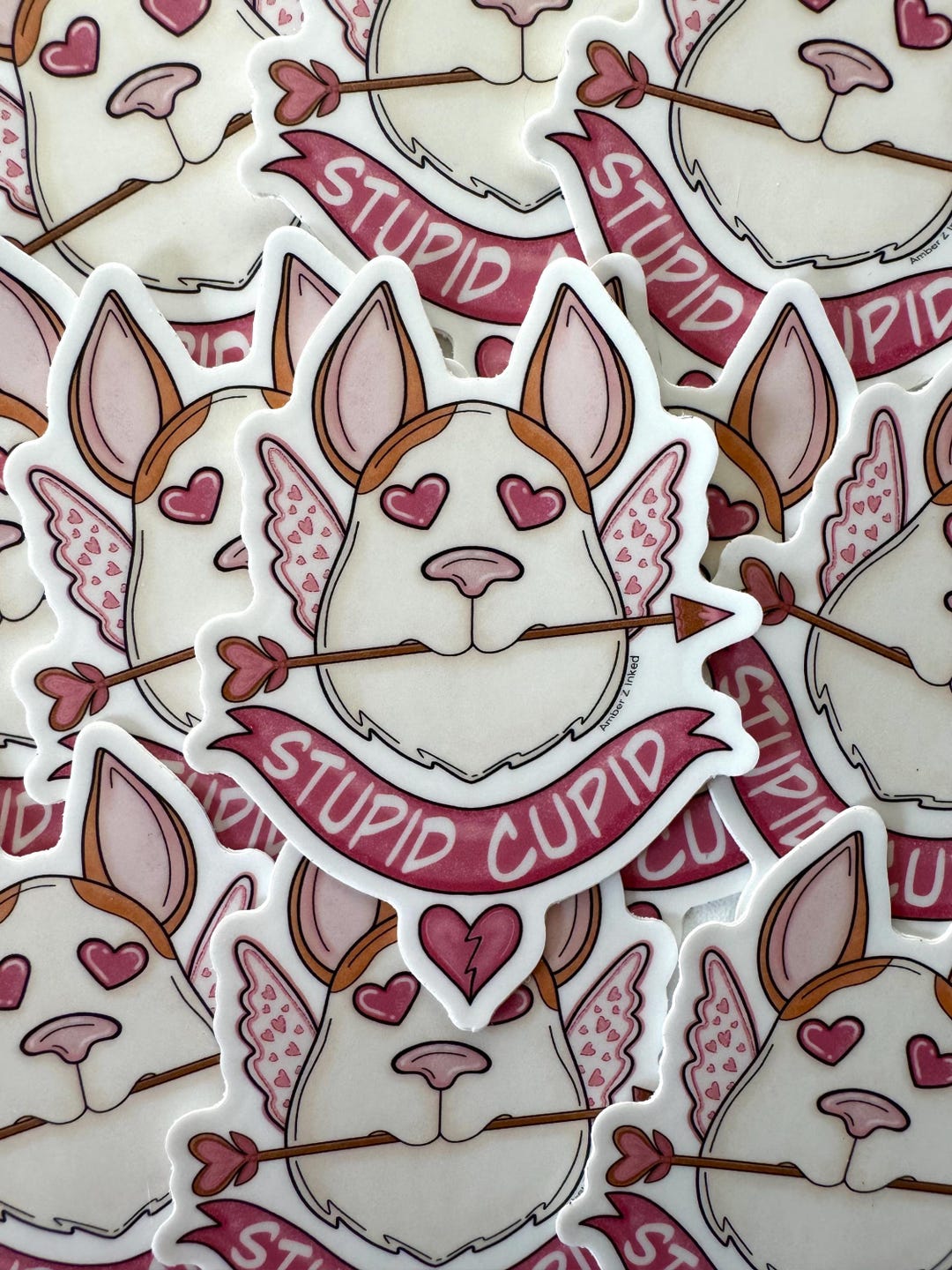 Stupid Cupid Corgi Love Galentine Kawaii Matte Vinyl 2” X 3” Die Cut ...