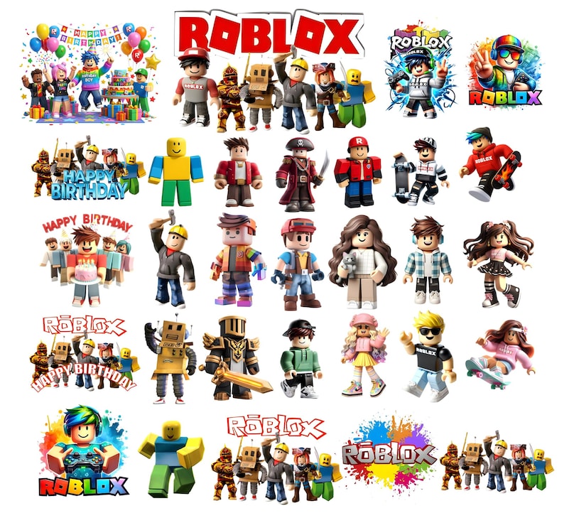 Roblox Clipart Bundle PNG | 30 Roblox Character Clip Art | Transparent ...