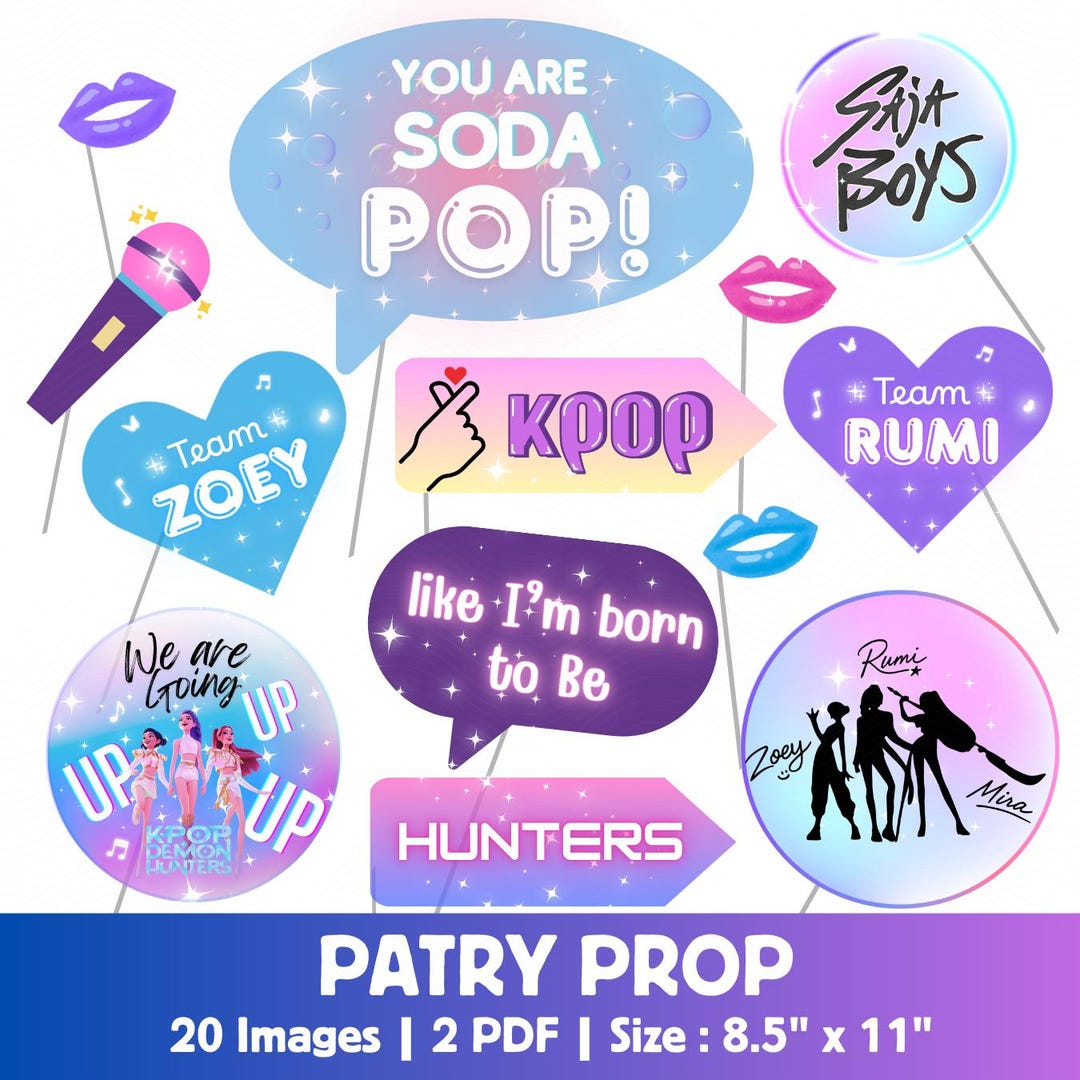 KPOP Photo Booth Props Printable, Birthday Party Decorations (digital ...
