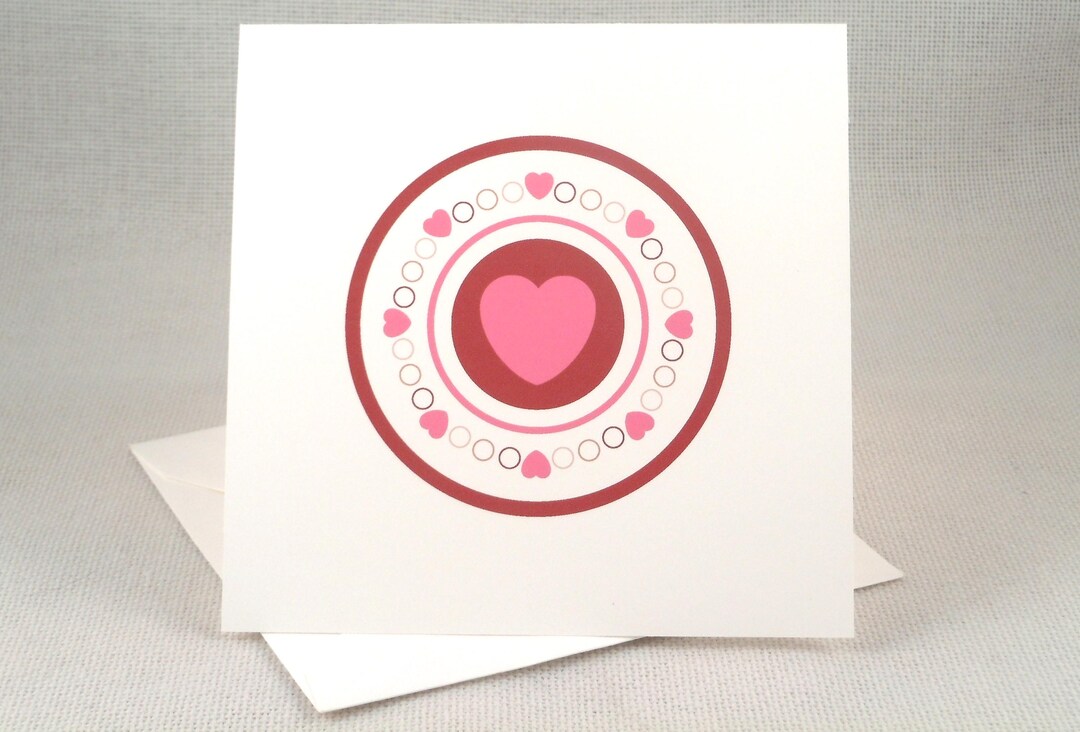 Heart Shaped Bullseye Valentine Card - Set of 6 - Etsy
